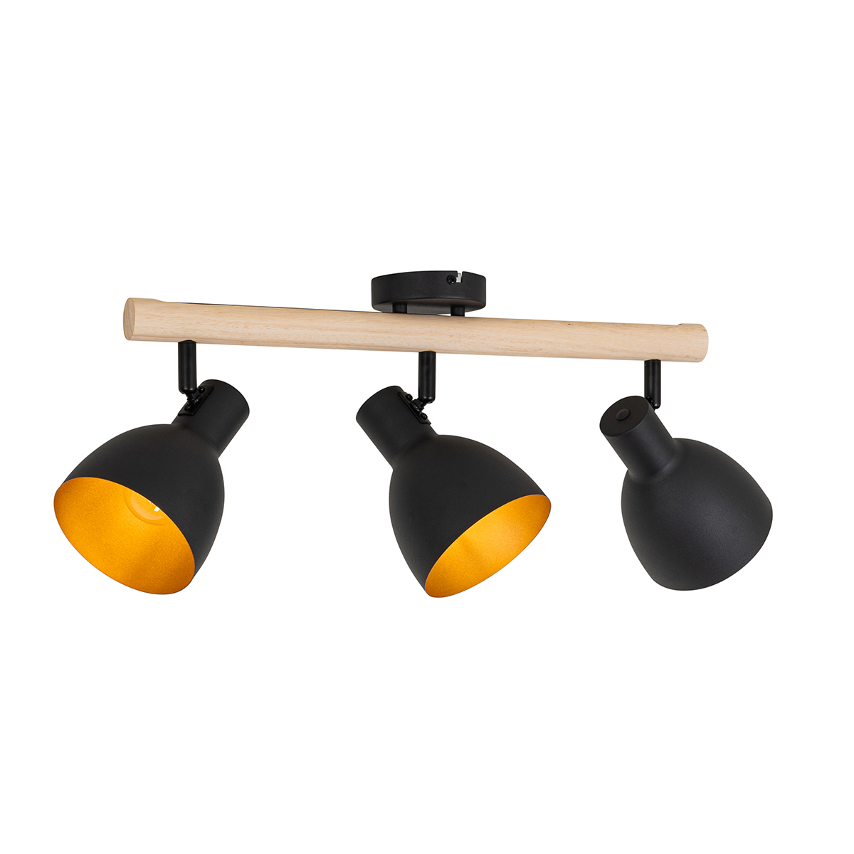 Rustic Spot Black with Wood 3-Light - Flint