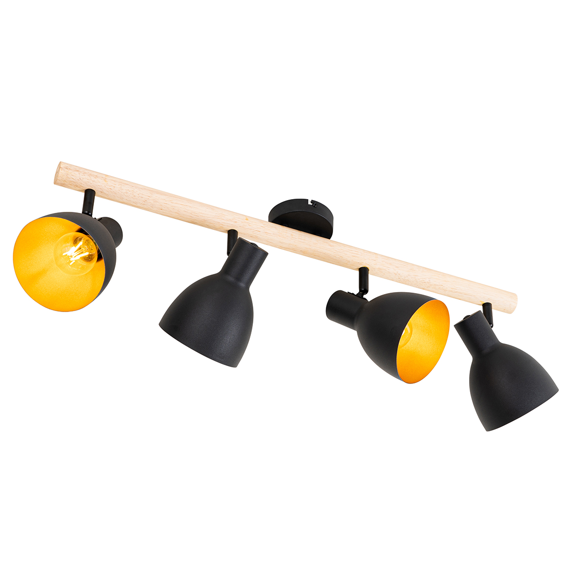 Rustic Spot Black with Wood 4-Light - Flint