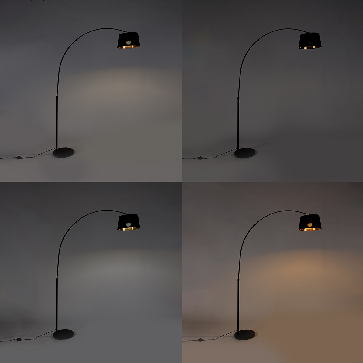 Smart Arc Lamp Black with Gold Incl. Wifi A60 - Arc Basic